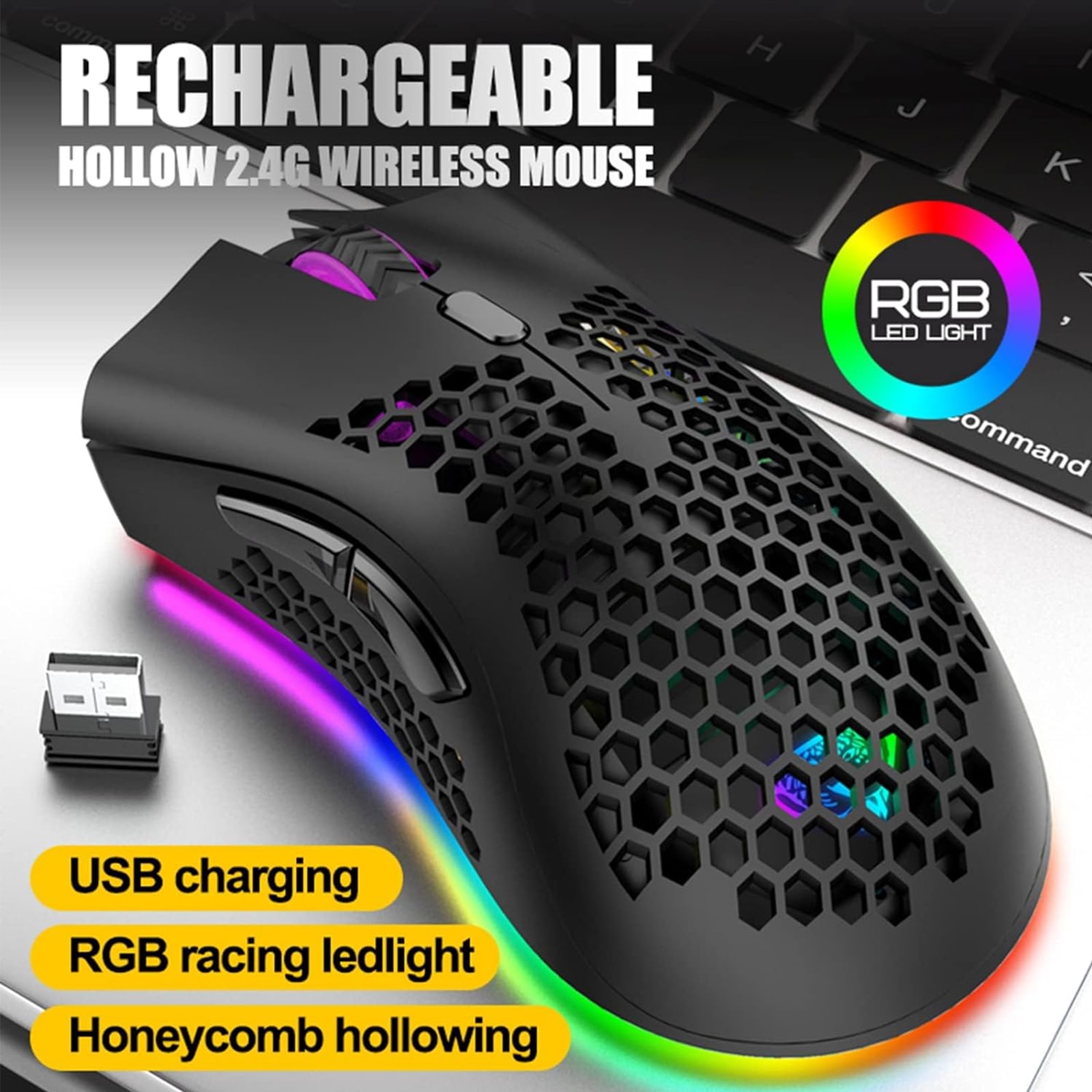 Mouse wireless profesional pentru gaming & office, NUODWELL, Iluminare ...
