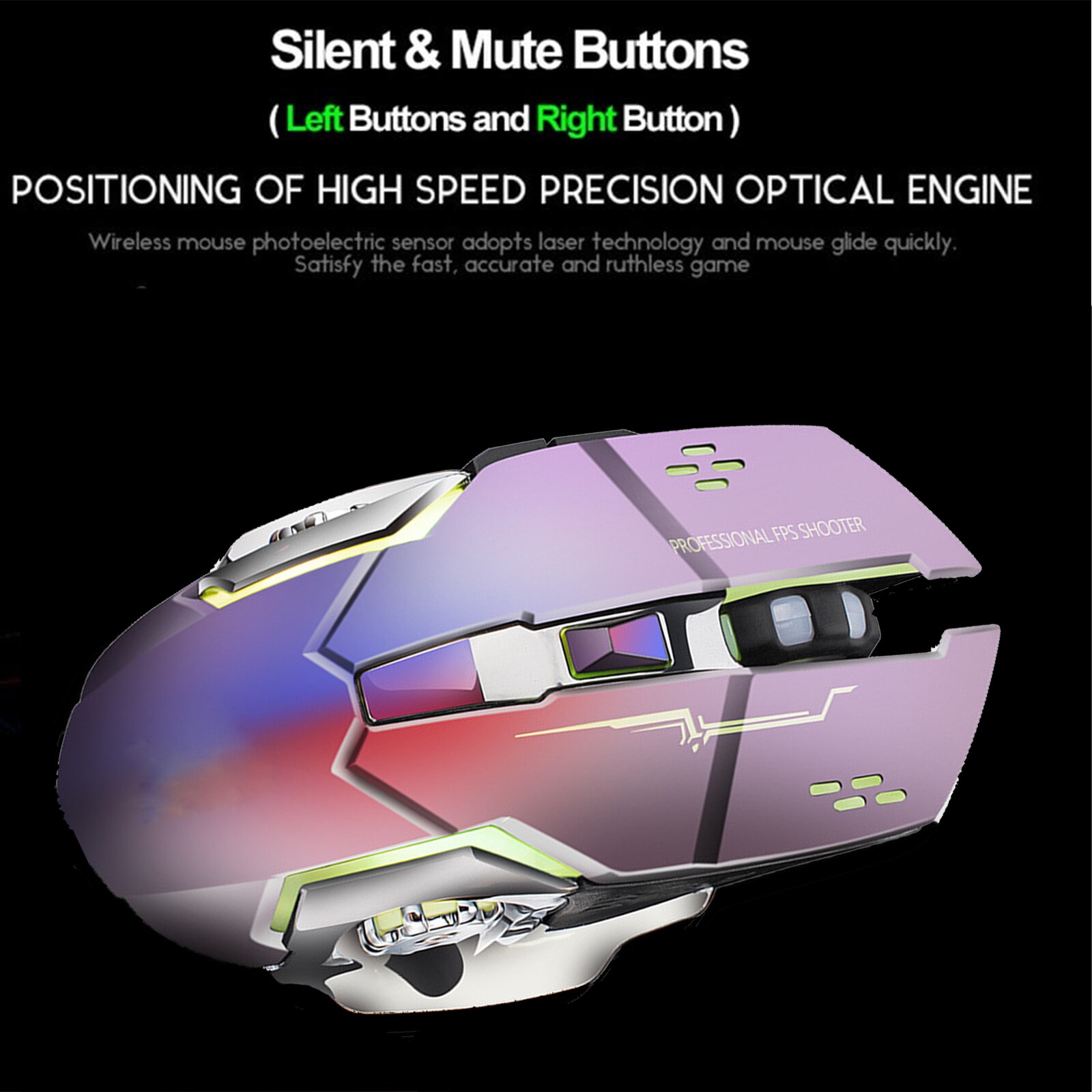 Mouse wireless profesional pentru gaming & office, NUODWELL, Iluminare ...