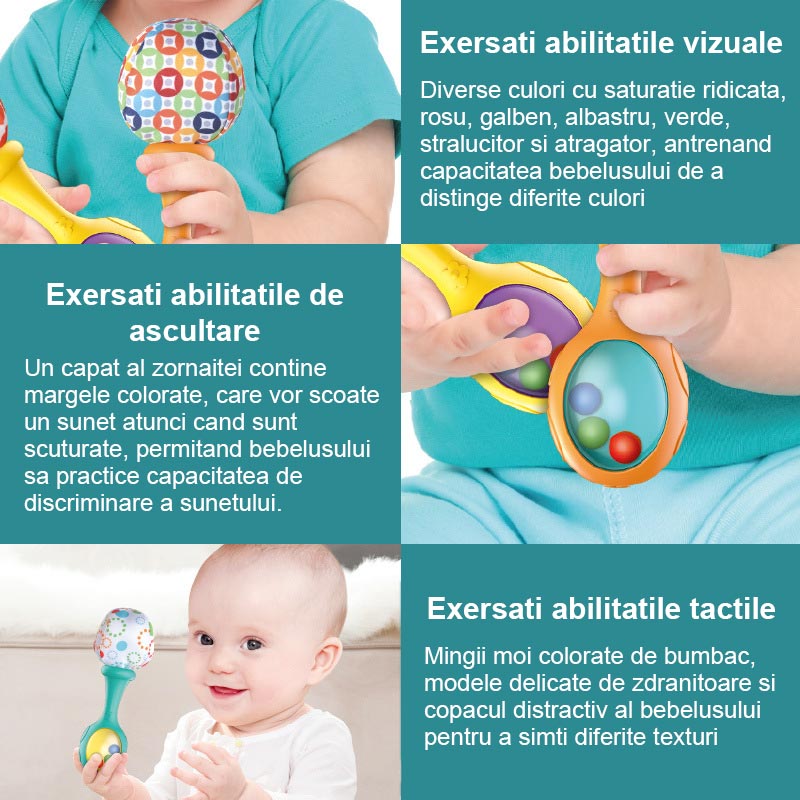 Комплект от 2 бебешки дрънкалки, RASK, за момичета и момчета, 3 месеца ...