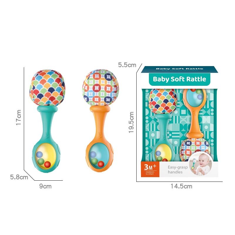 Комплект от 2 бебешки дрънкалки, RASK, за момичета и момчета, 3 месеца ...