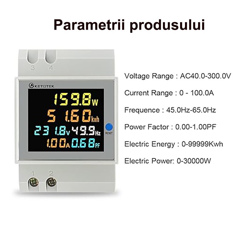 Contor KWh monofazat de energie electrica,6 in 1, LCD HD display ...