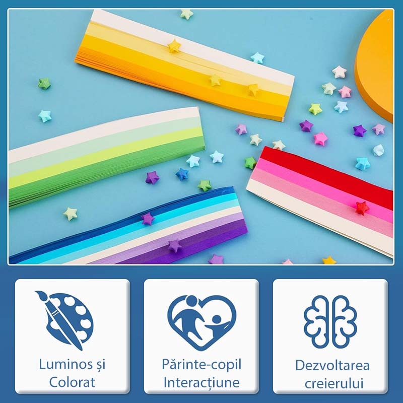 Set hartie origami Star, 1080 Coli, 24 x 1 cm,7 de culori - eMAG.ro