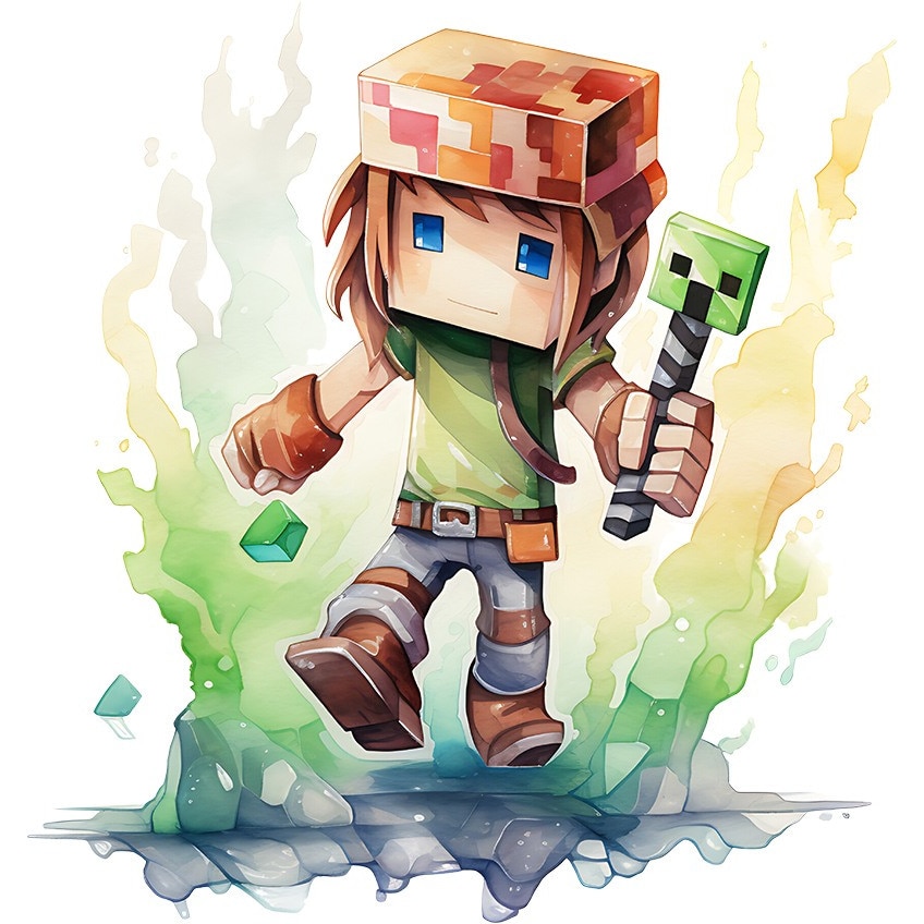 Sticker decorativ, Minecraft, Verde, 1376STK-15 - eMAG.ro