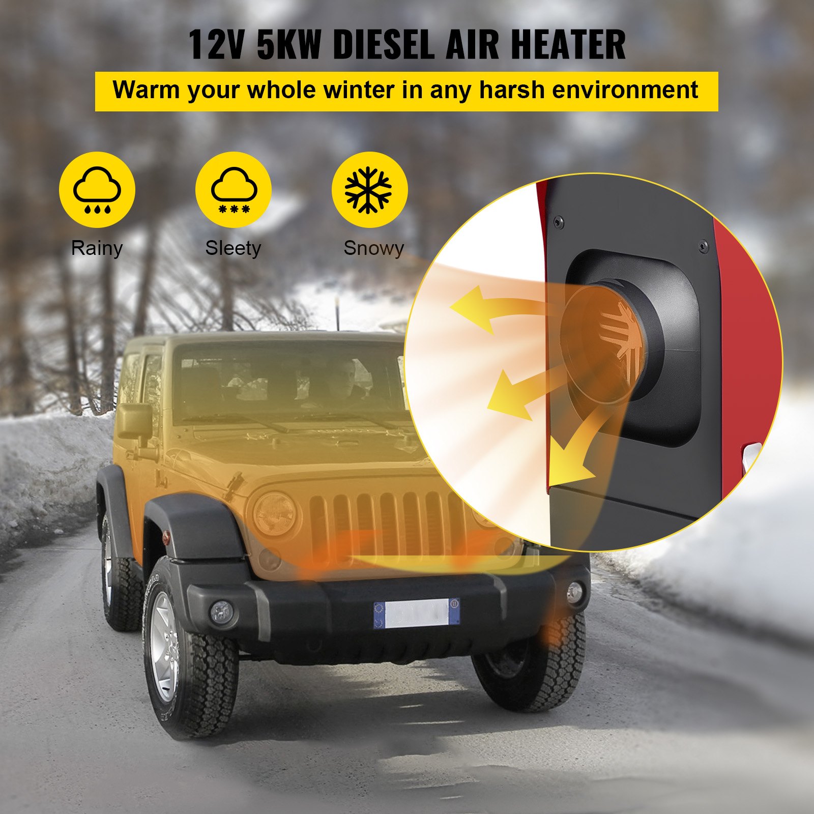 Incalzitor de aer diesel 5KW, 12V, All-in-One cu telecomanda si afisaj ...