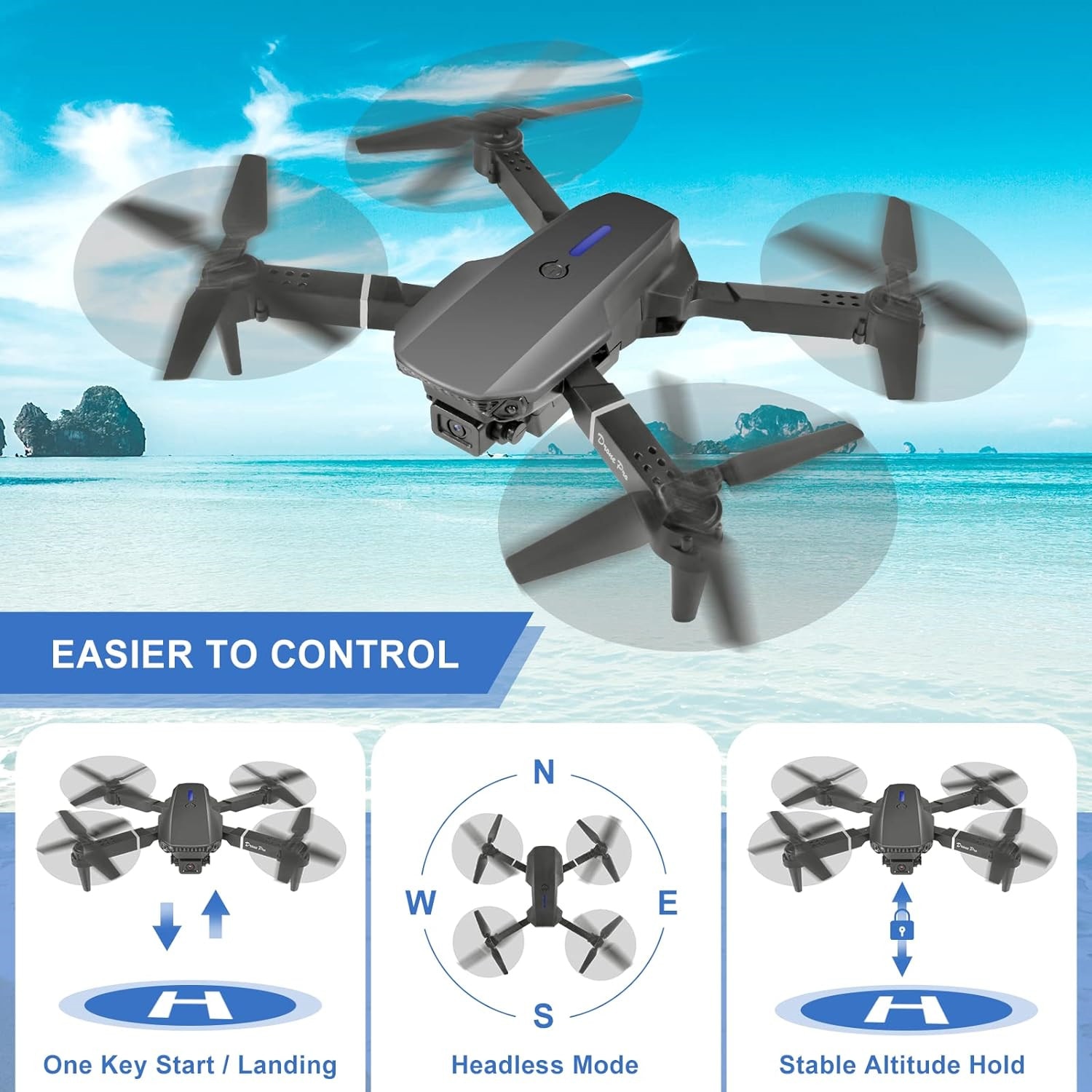 Mini drón 2 videokamerával Quadcopter, MorFansi, WiFi Connection Mobile ...