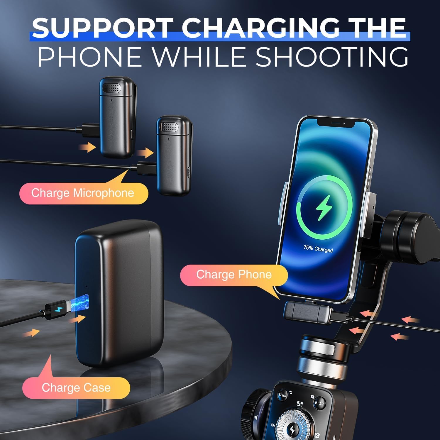 Комплект от 2 професионални микрофона Lavalier, Techmoon, Безжичен ...