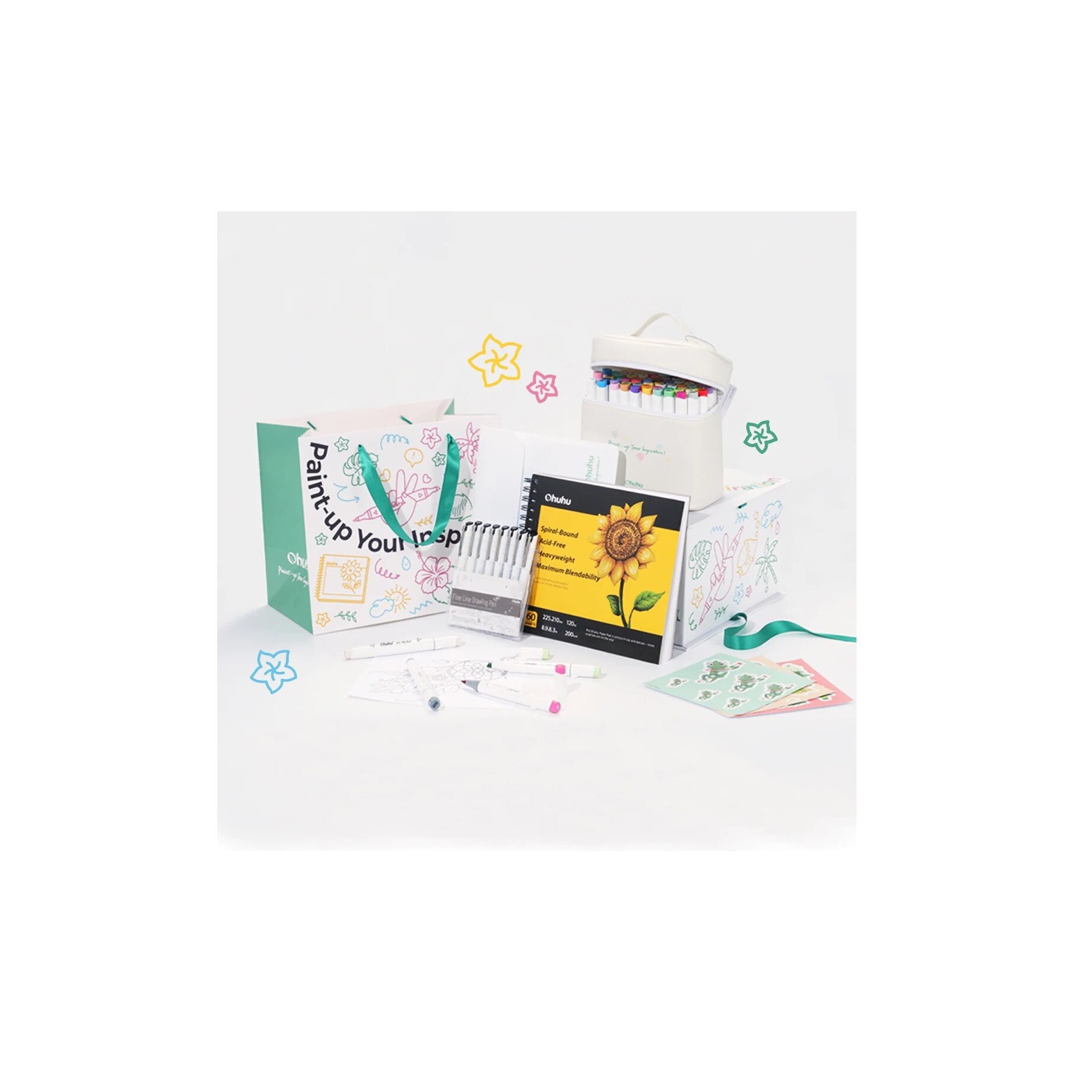 Set 72 Markere Ohuhu Honolulu Brush Chisel, Fineliner, 16 Foi De ...