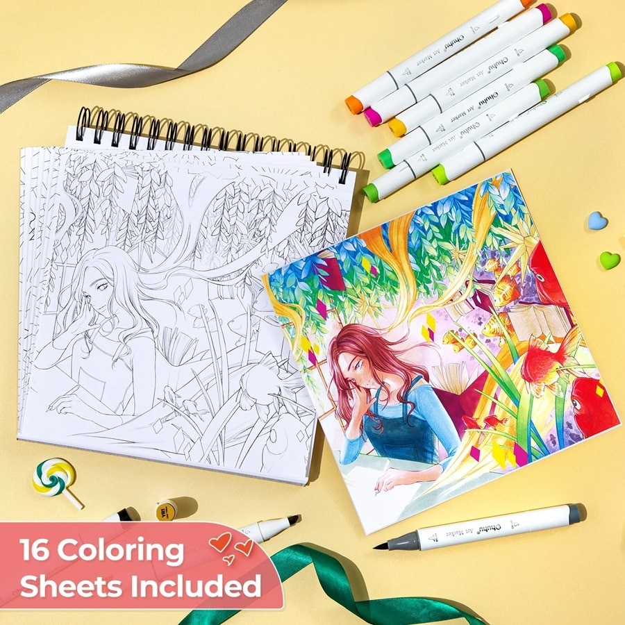 Set 72 Markere Ohuhu Honolulu Brush Chisel, Fineliner, 16 Foi De ...