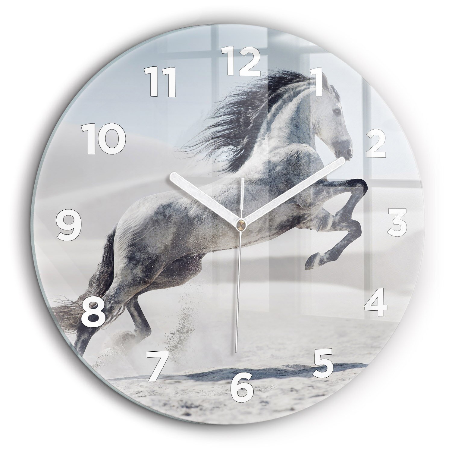 Ceas de perete, Wallfluent, de sticla, Mainile albe, Arabe, Galopand ...