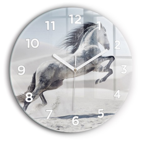 Ceas de perete, Wallfluent, de sticla, Mainile albe, Arabe, Galopand ...