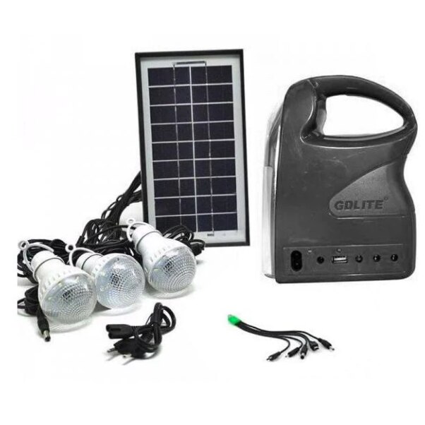Kit solar GDLITE GD-7, Premium, 3 becuri, lanterna inclusa + usb ...