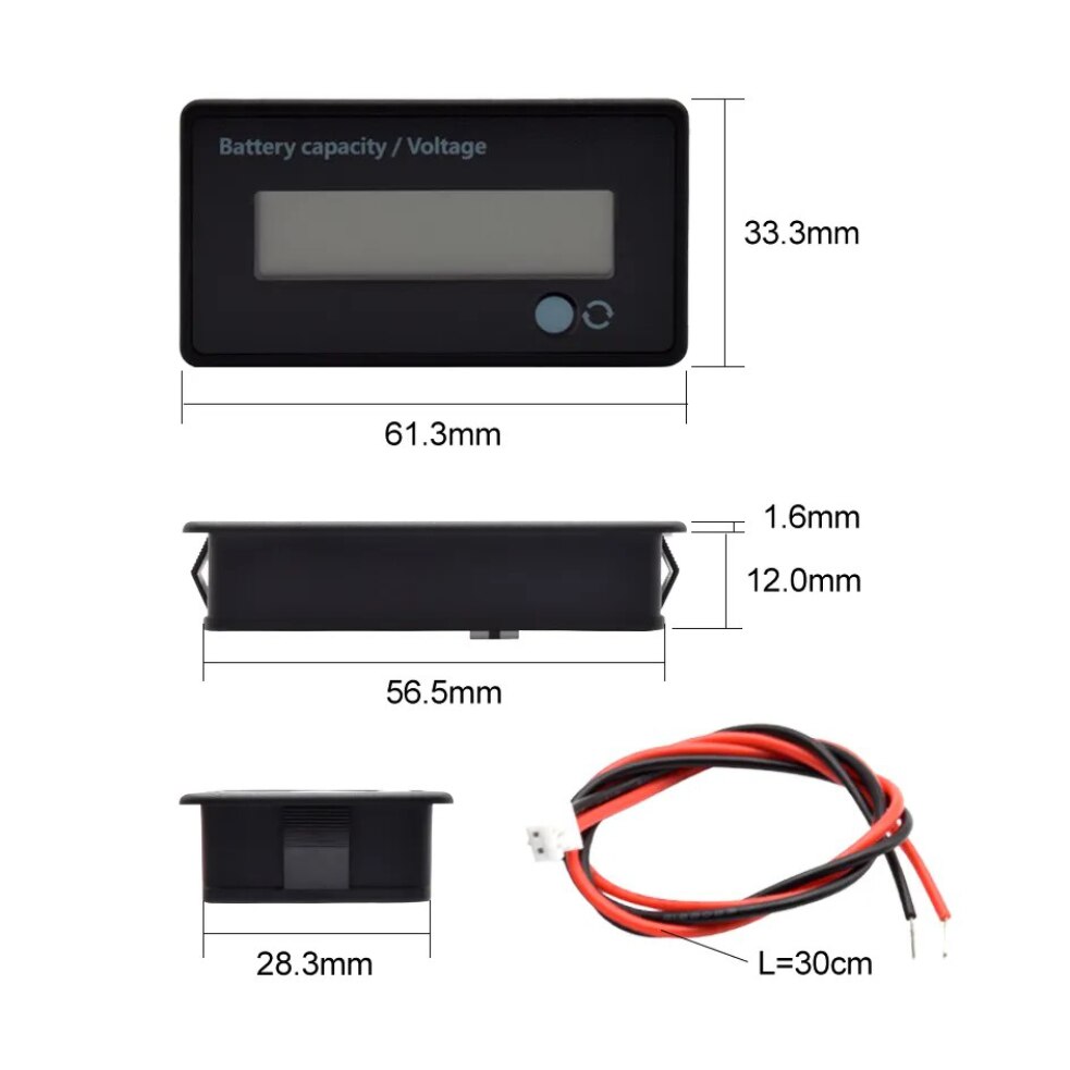 Voltmetru digital de panou, pentru acumulatori litiu-Ion, Plumb Acid si ...