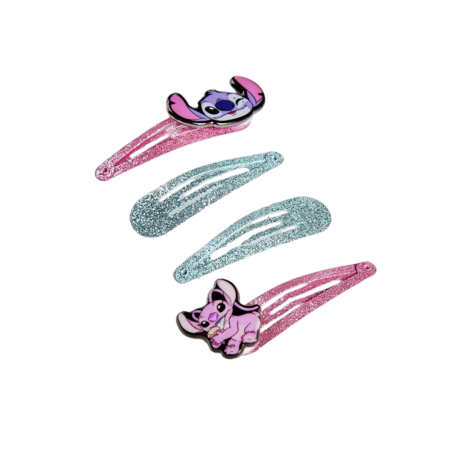 Set 4 agrafe cu sclipici Lilo & Stitch Roz - eMAG.ro