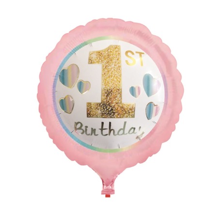 Balon party, folie metalizata roz, 45 cm, rotund, cifra 1 - eMAG.ro