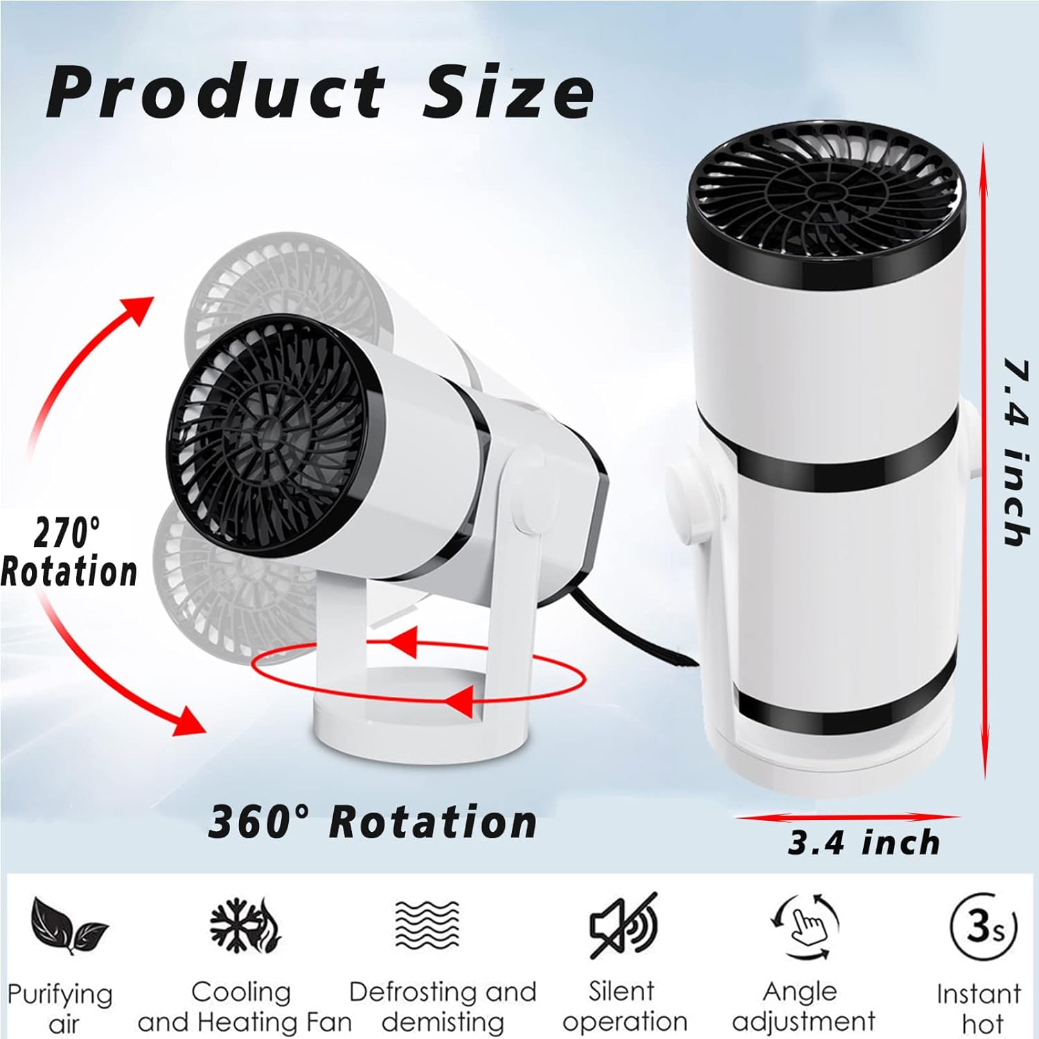 Incalzitor auto, 12V, 150W, Alb - eMAG.ro