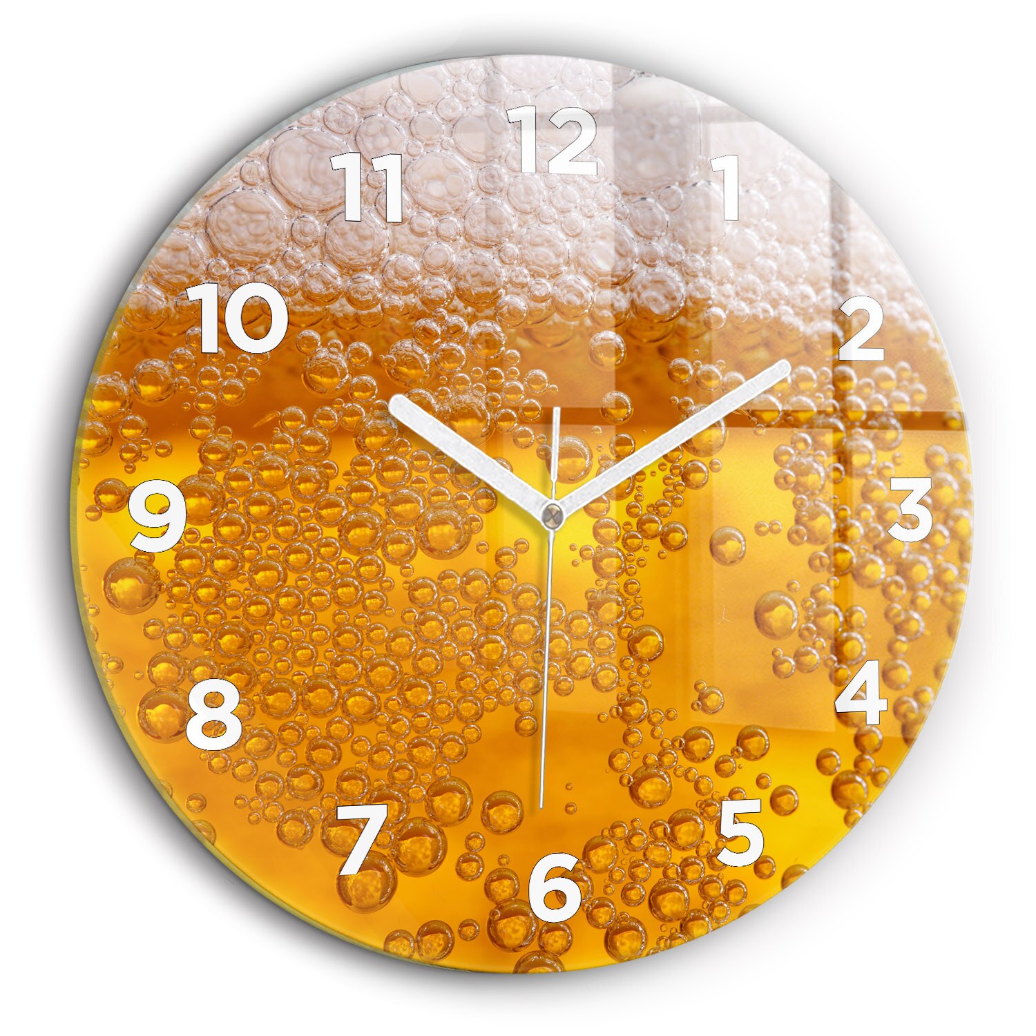 Ceas de perete, Wallfluent, de sticla, Mainile albe, Arabe, Bere cu ...