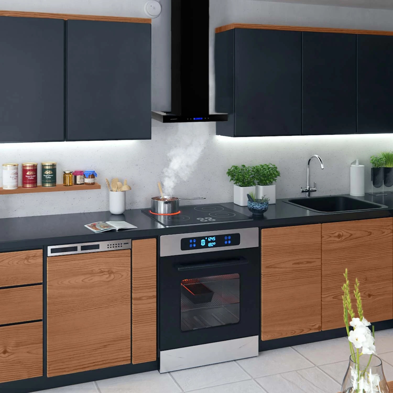 Hota de bucatarie, decorativa, din otel inoxidabil, 160 W, 510 m3/h ...