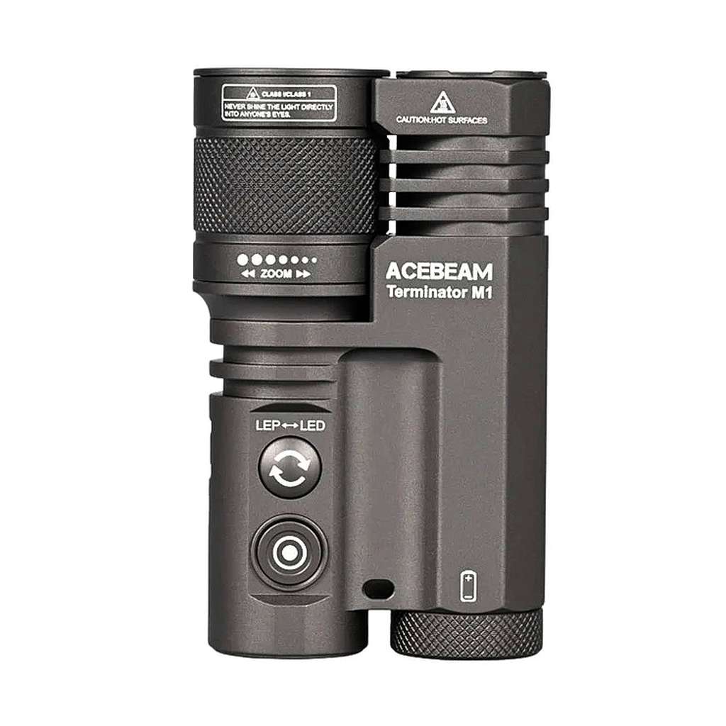 Lanterna cap dublu laser si LED Acebeam Terminator M1 fascicul laser ...