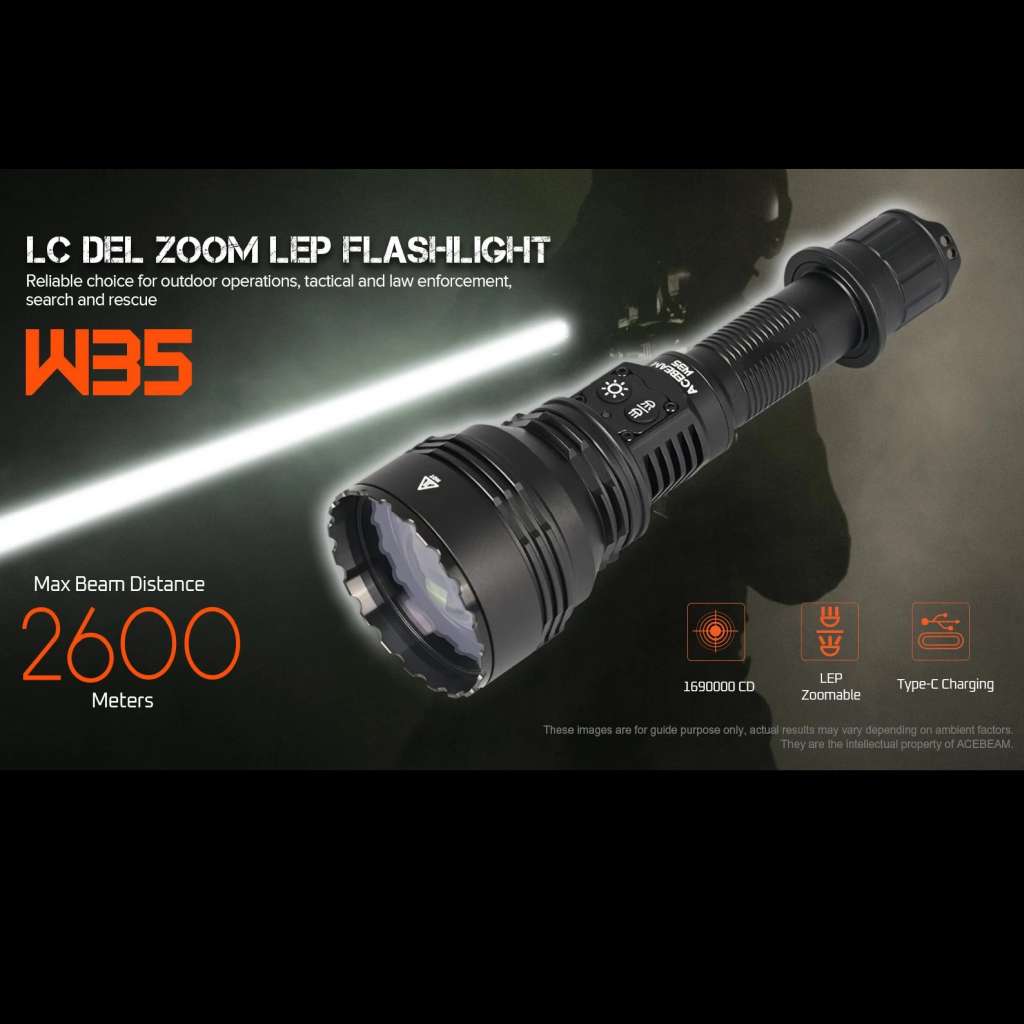 Lanterna laser LEP, Acebeam W35 fascicul cu zoom ajustabil electronic ...