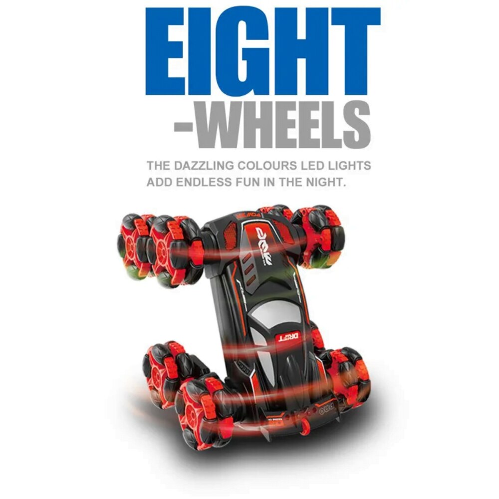 Masina cu telecomanda, 8 roti, 2.4G, Rotire 360 grade, Negru, Rosu ...