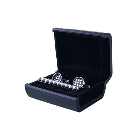 Set butoni camasa si ac de cravata, Exclusive Style IV, Negru/Argintiu ...