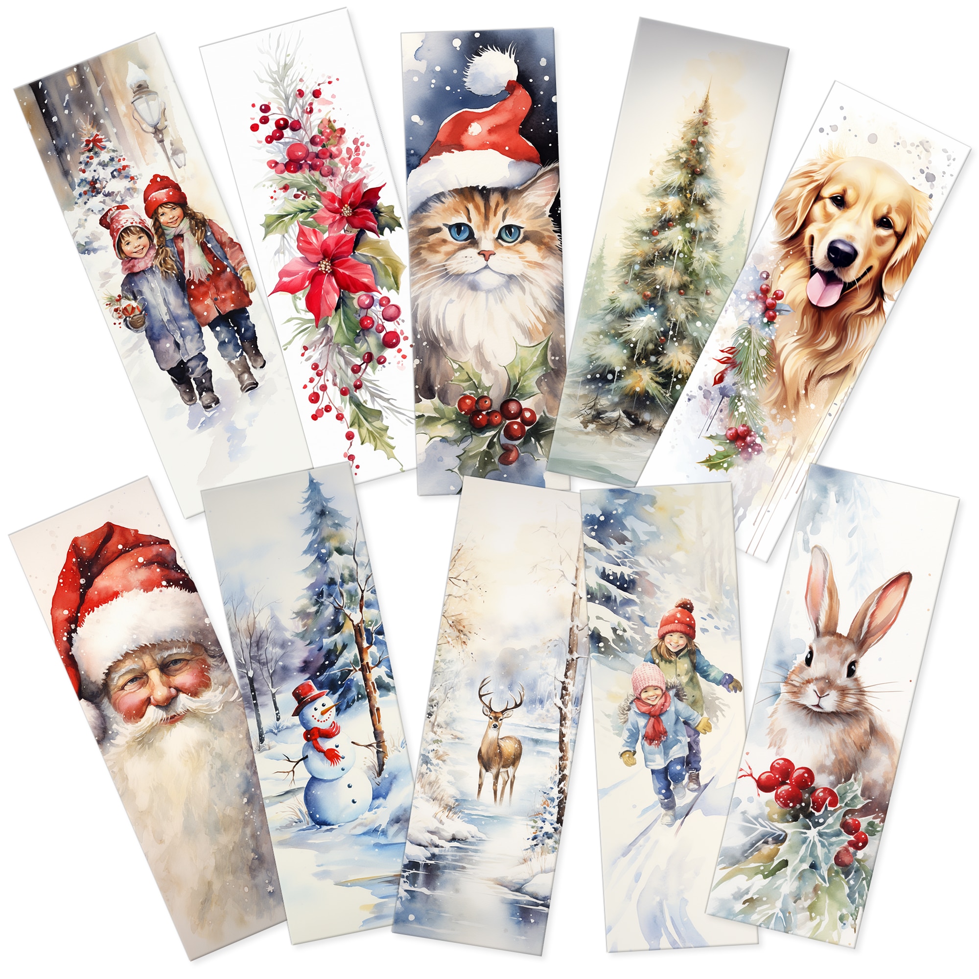 Set 10 semne de carte - Craciun, iarna simple, diverse imagini - eMAG.ro