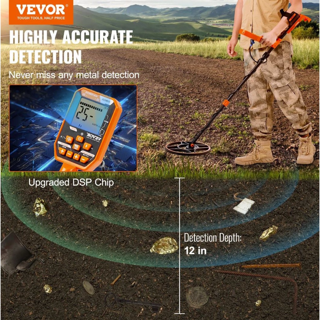 Detector de metale profesional, Vevor, TS185A, 30 cm - eMAG.ro