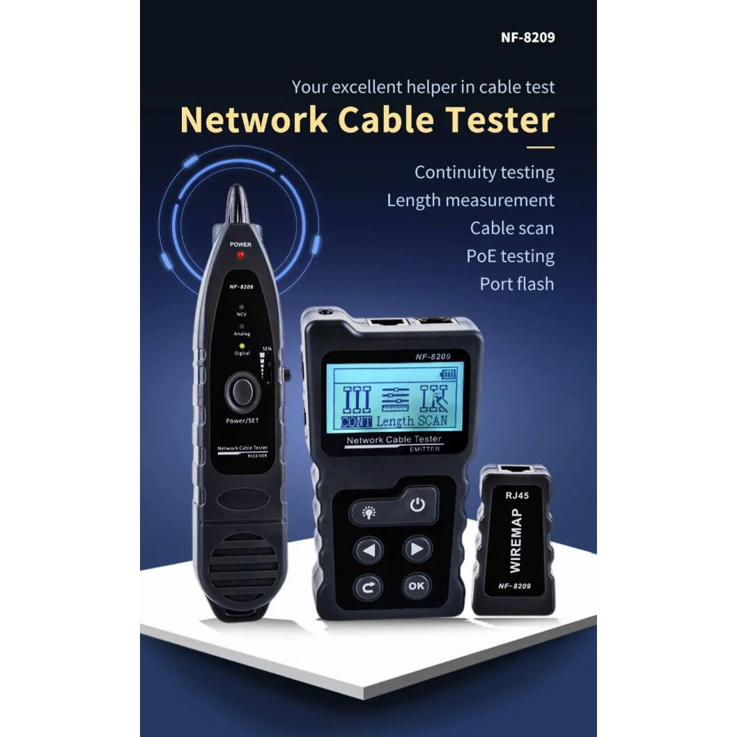 Tester de cablu LAN, Noyafa, Detectarea POE, Negru - eMAG.ro