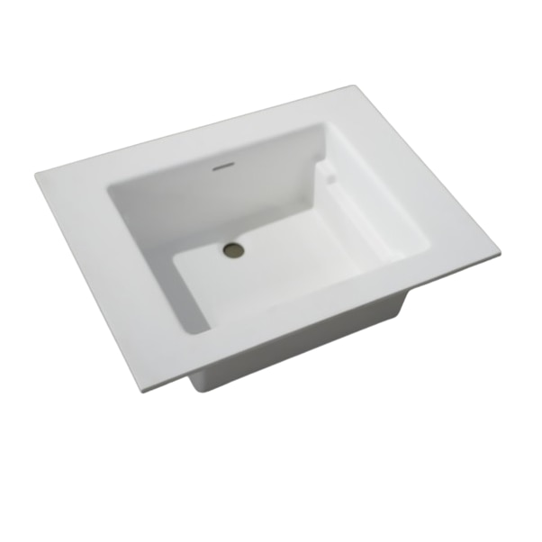 Lavoar de baie alb lucios din compozit, montaj pe blat, 705x515mm - eMAG.ro