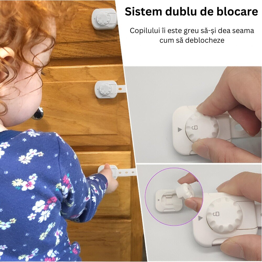 Set 6 Sigurante Usi Copii Velixo®, Sistem de Blocare Mobilier, Sertare, Dulap, Frigider ...