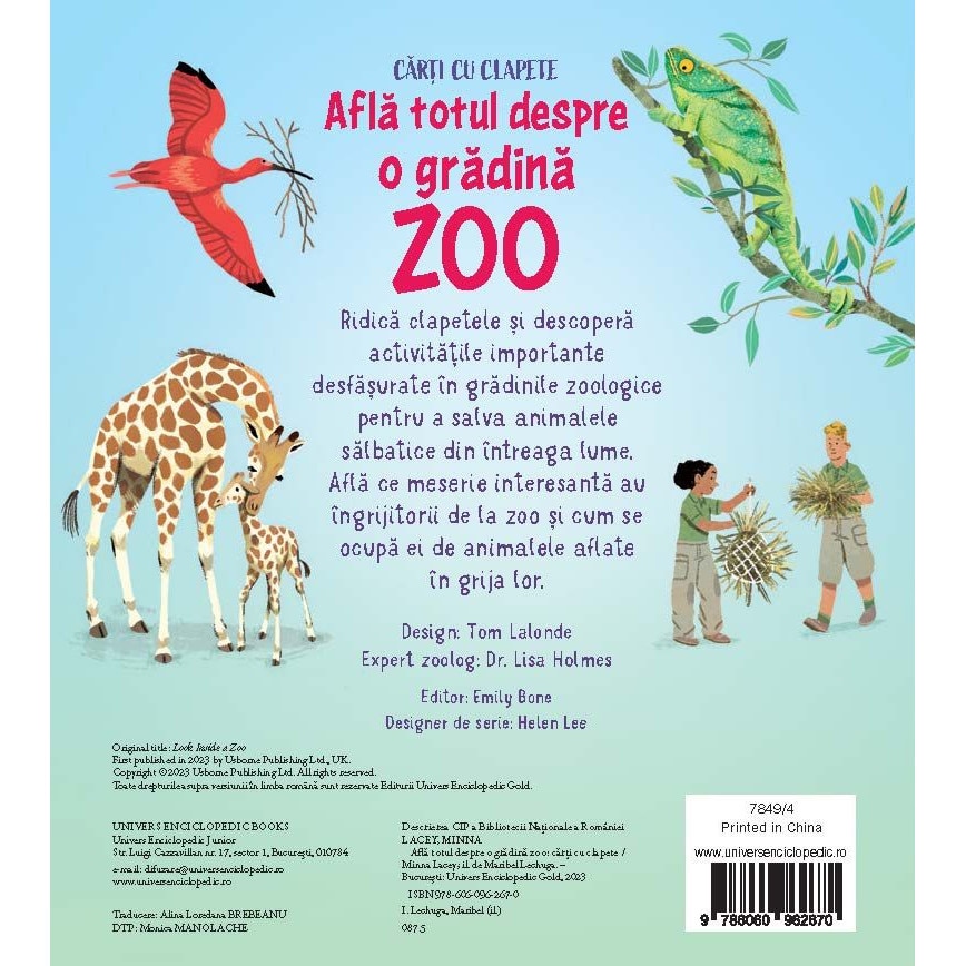 Afla totul despre o gradina ZOO, Carte cu clapete, Usborne Books - eMAG.ro