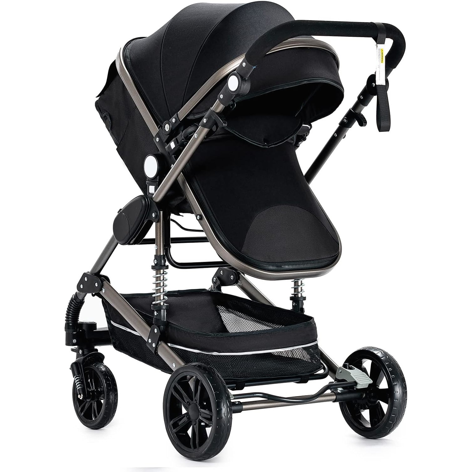 Carucior pentru copii, 3 in 1, cadru din aluminiu, portabil, negru ...