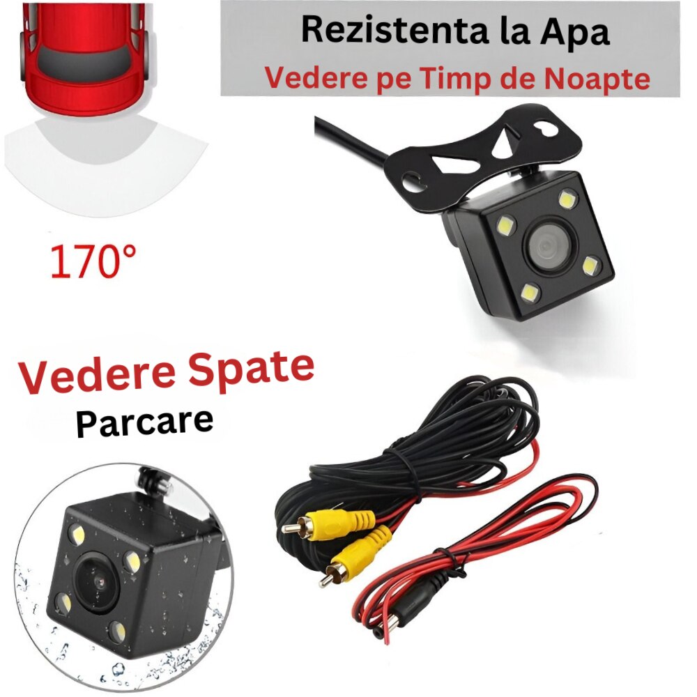 Camera Video Marsarier Auto Velixo®, 4 LED-uri, Unghi Larg de 170 de ...