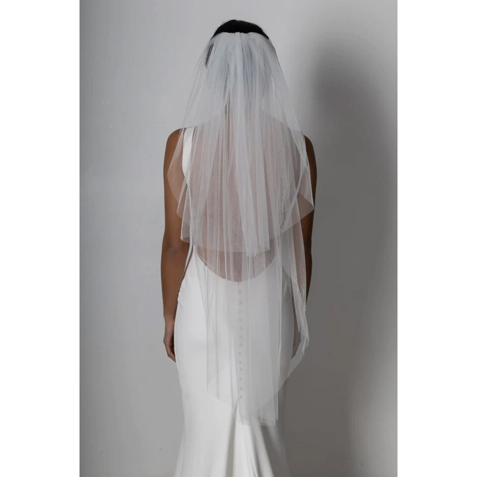 Булчински воал с дължина до прасеца, двоен, заоблена кройка V25 1.4m ...