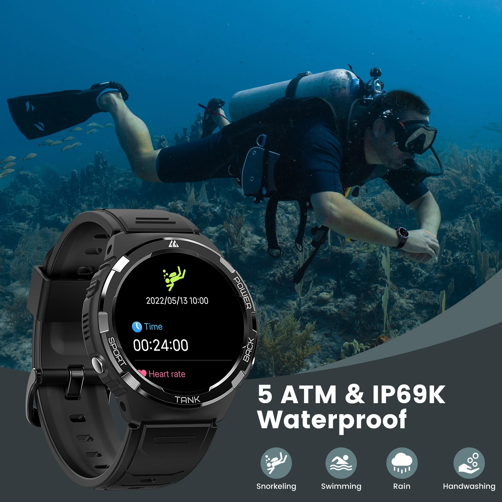 Smartwatch, KOSPET, Silicon, 1.3 inch, Negru - eMAG.ro