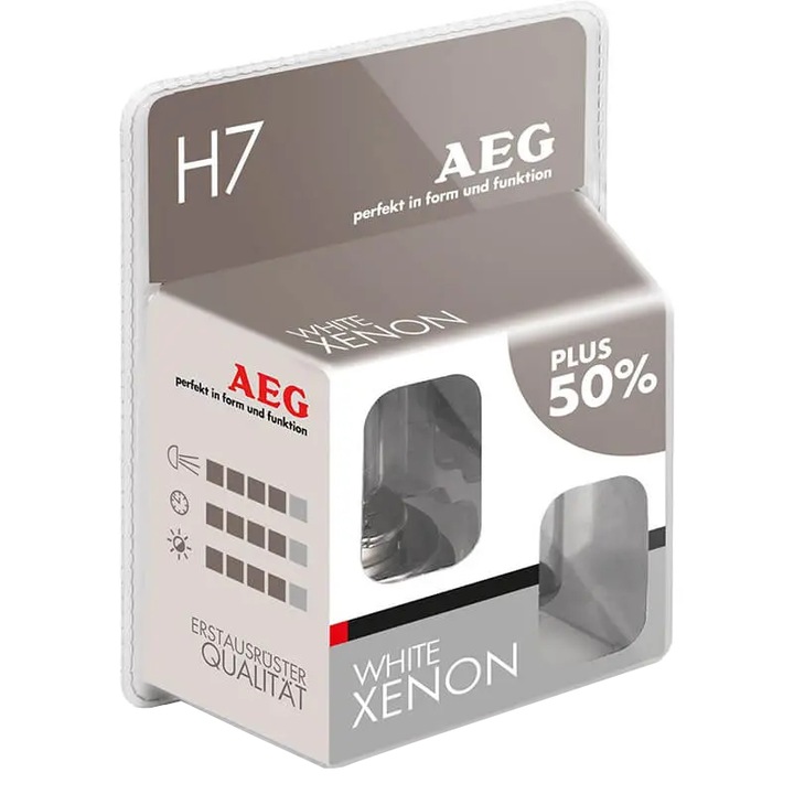 Becuri auto far AEG, White Xenon Plus +50% H7, 55W, 12V, set de 2 ...