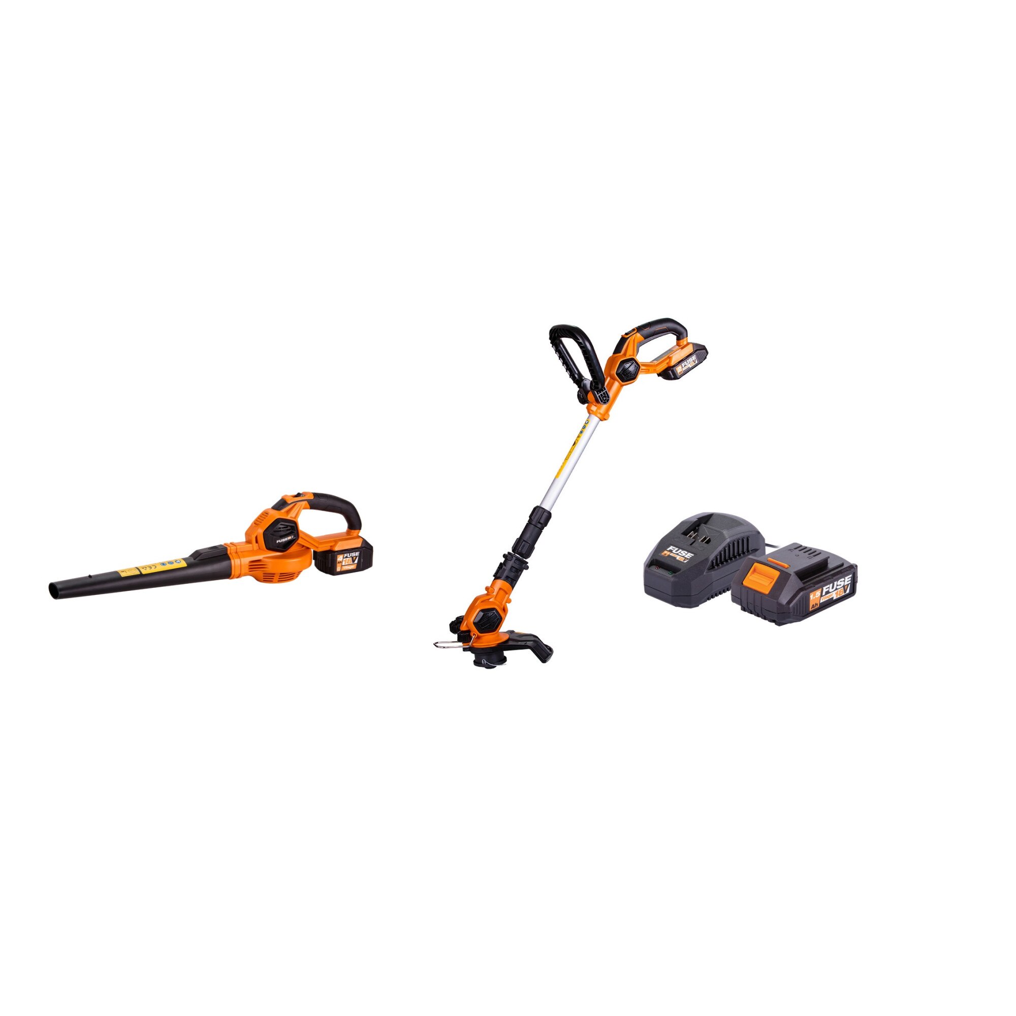 Set trimmer pentru iarba plus suflanta pentru frunze cu 2 x acumulator ...