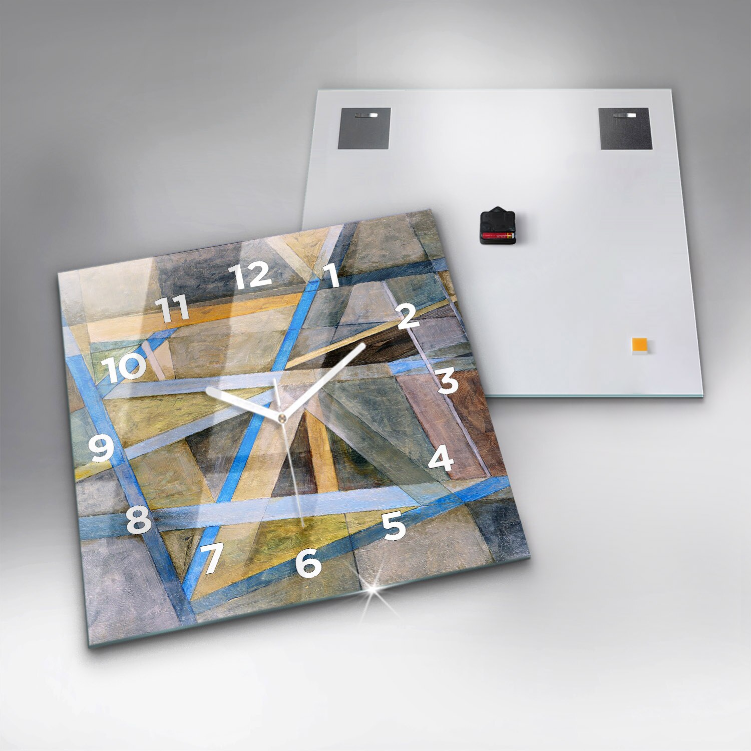 Ceas de perete, Wallfluent, de sticla, Mainile albe, Cifre Arabe ...