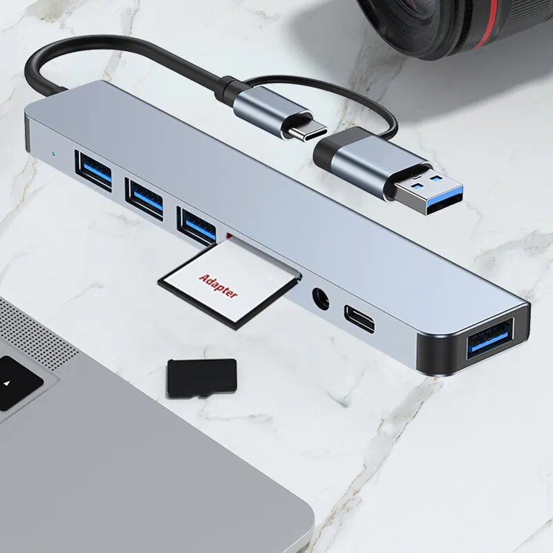 Hub USB 5-IN-1, Adaptor multiport, USB 3.0*1, USB2.0*2, SD*1, TF*1, 5 ...