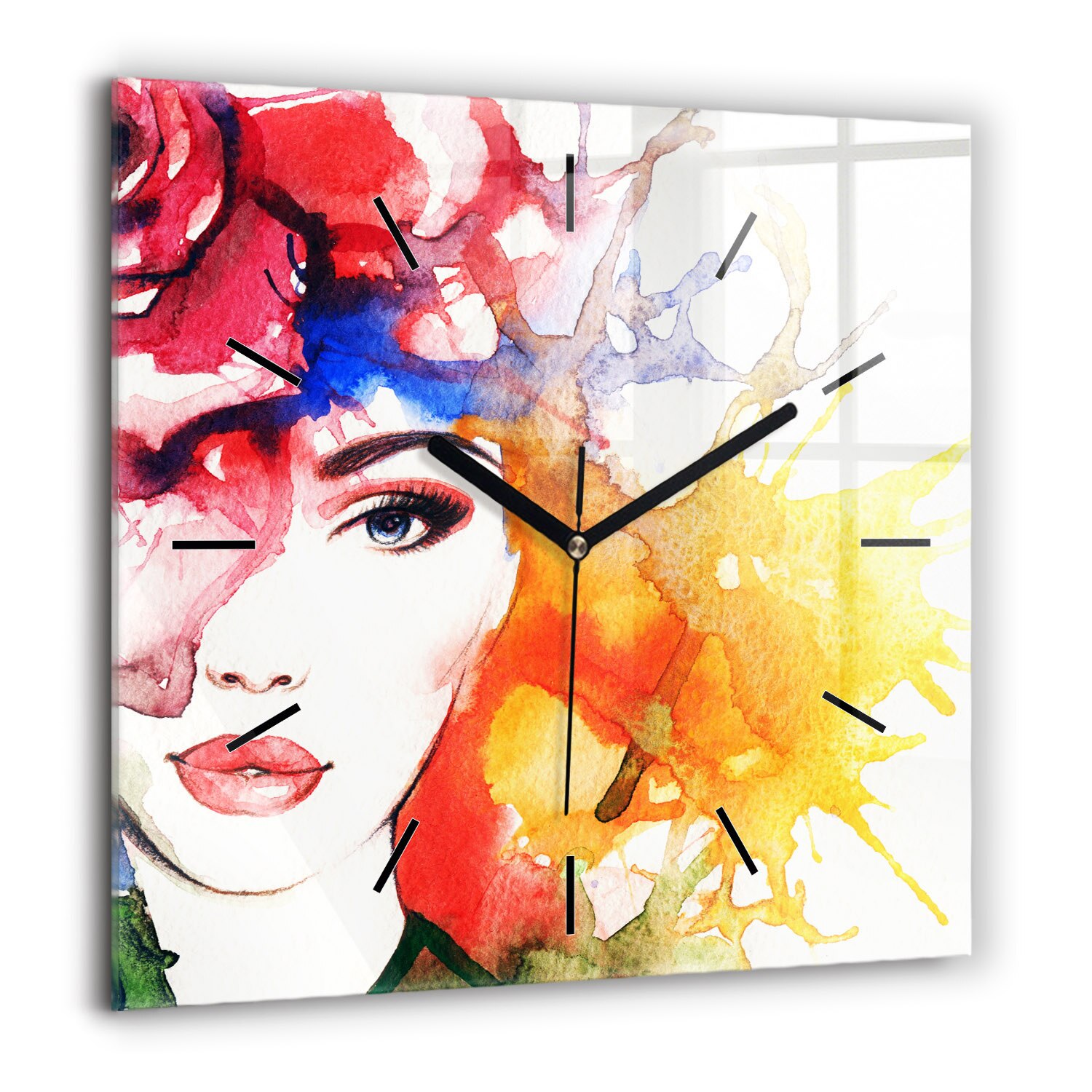 Ceas de perete, Wallfluent, de sticla, Mainile negru, Fara cifre ...