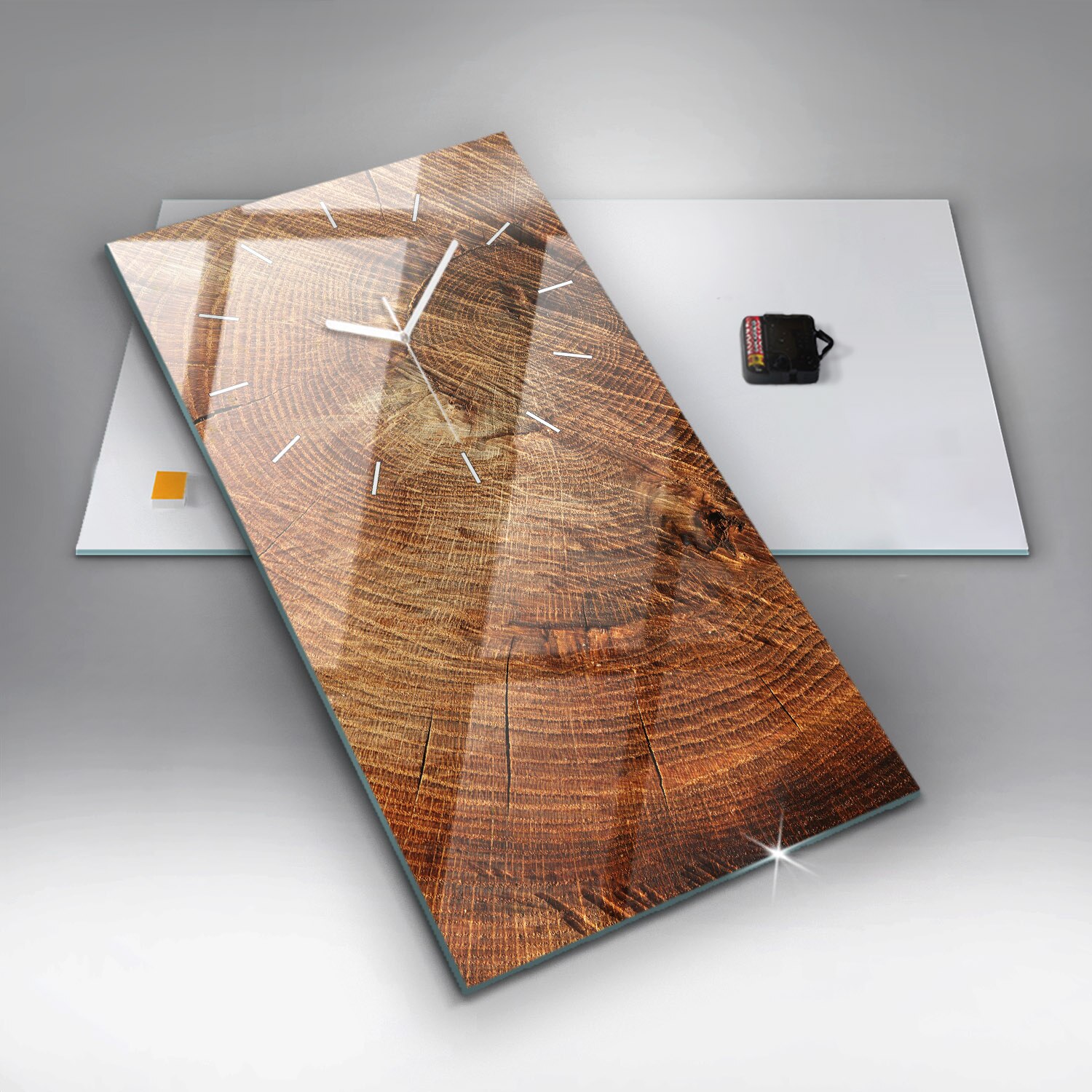 Ceas de perete, Wallfluent, de sticla, Mainile albe, Fara cifre ...