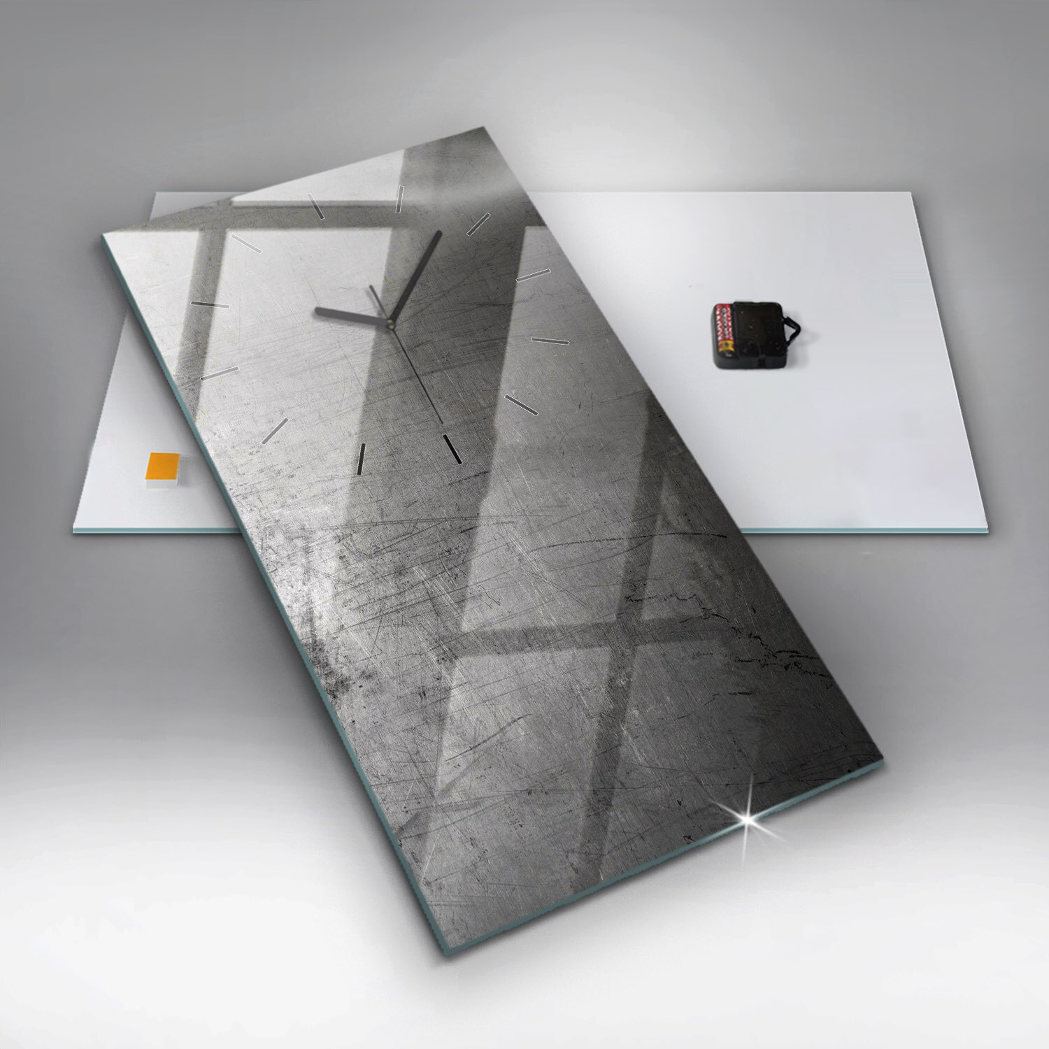 Ceas de perete, Wallfluent, de sticla, Mainile negru, Fara cifre ...