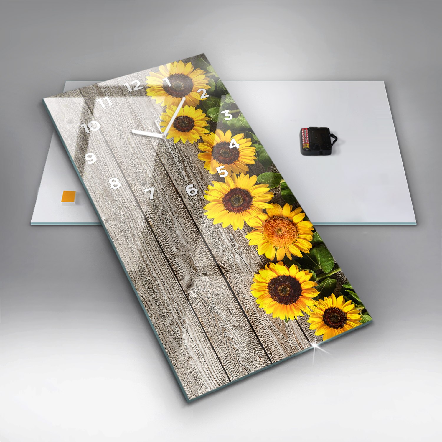 Ceas de perete, Wallfluent, de sticla, Mainile albe, Cifre Arabe ...