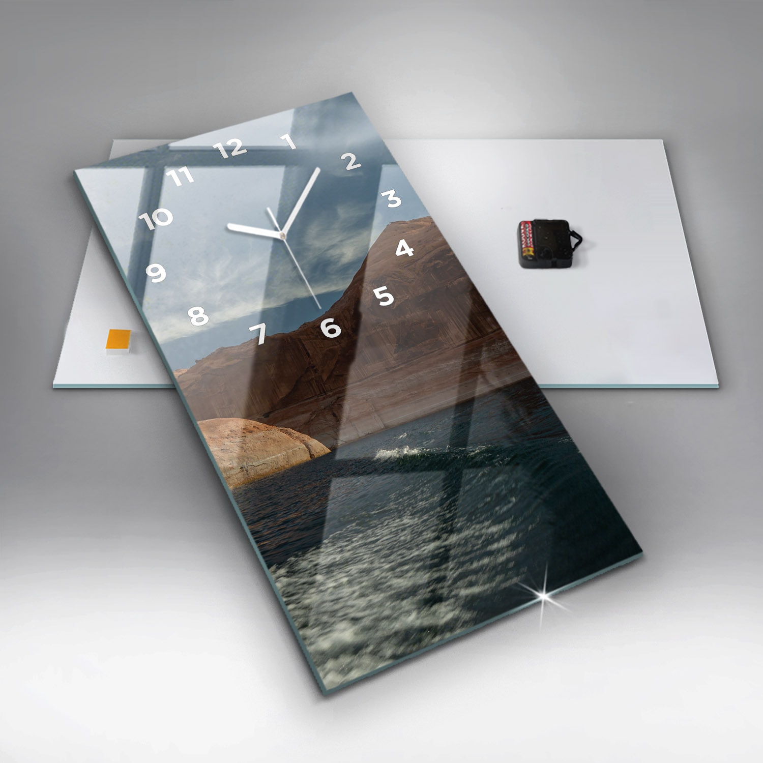 Ceas de perete, Wallfluent, de sticla, Mainile albe, Cifre Arabe, O ...