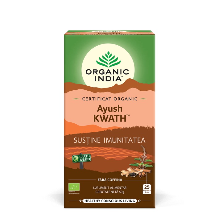 Ceai Tulsi Busuioc Sfant Ayush ORGANIC INDIA, Sistem Imunitar, 100% ...