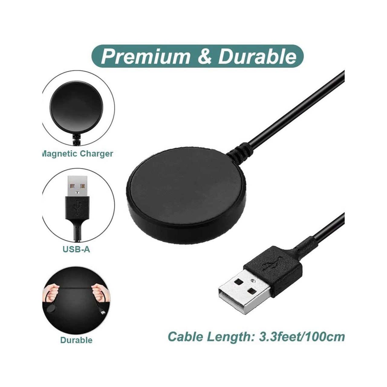 Зарядно за смарт часовник Samsung, USB, 2.5W, Метален корпус, Techsuit ...