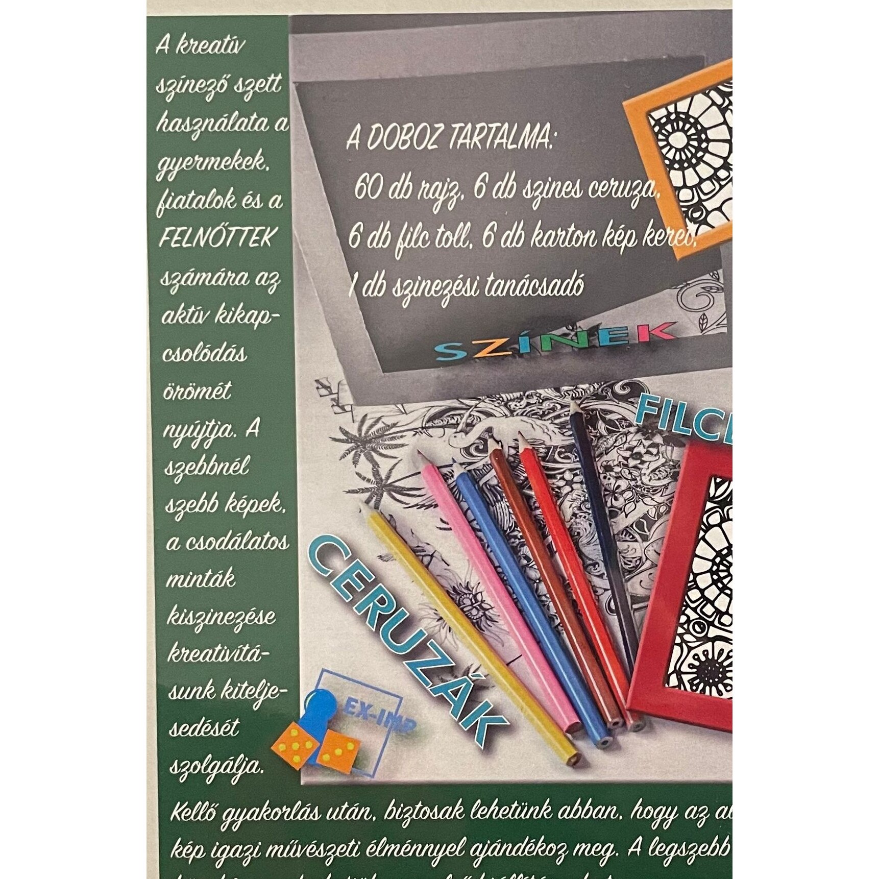 Set de colorat, Colorate creativa flori, 60 de desene in limba maghiara ...