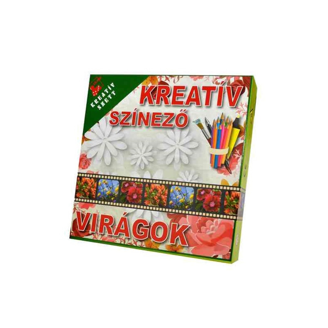 Set de colorat, Colorate creativa flori, 60 de desene in limba maghiara ...