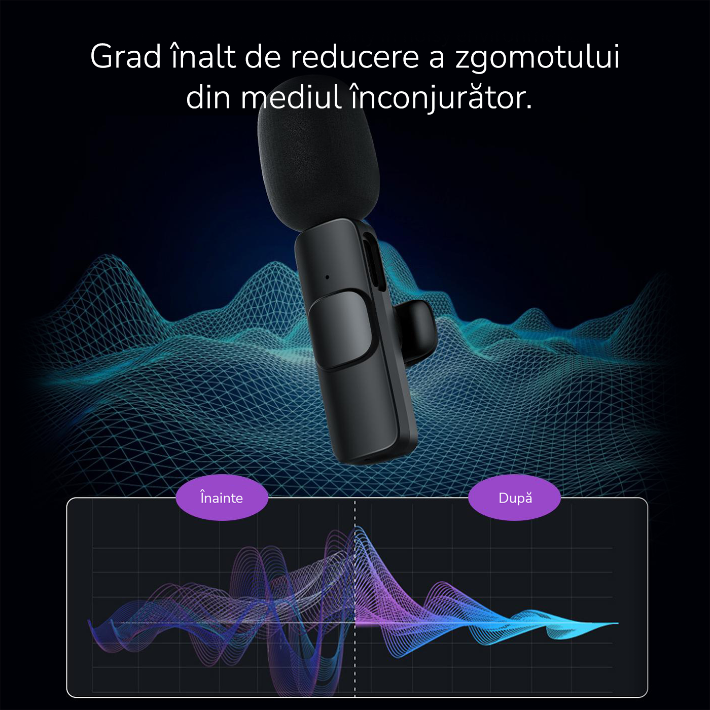 Set 2 Microfoane Tip Lavaliera E-Boda Duo-Rec, USB-C, Functie Noise ...