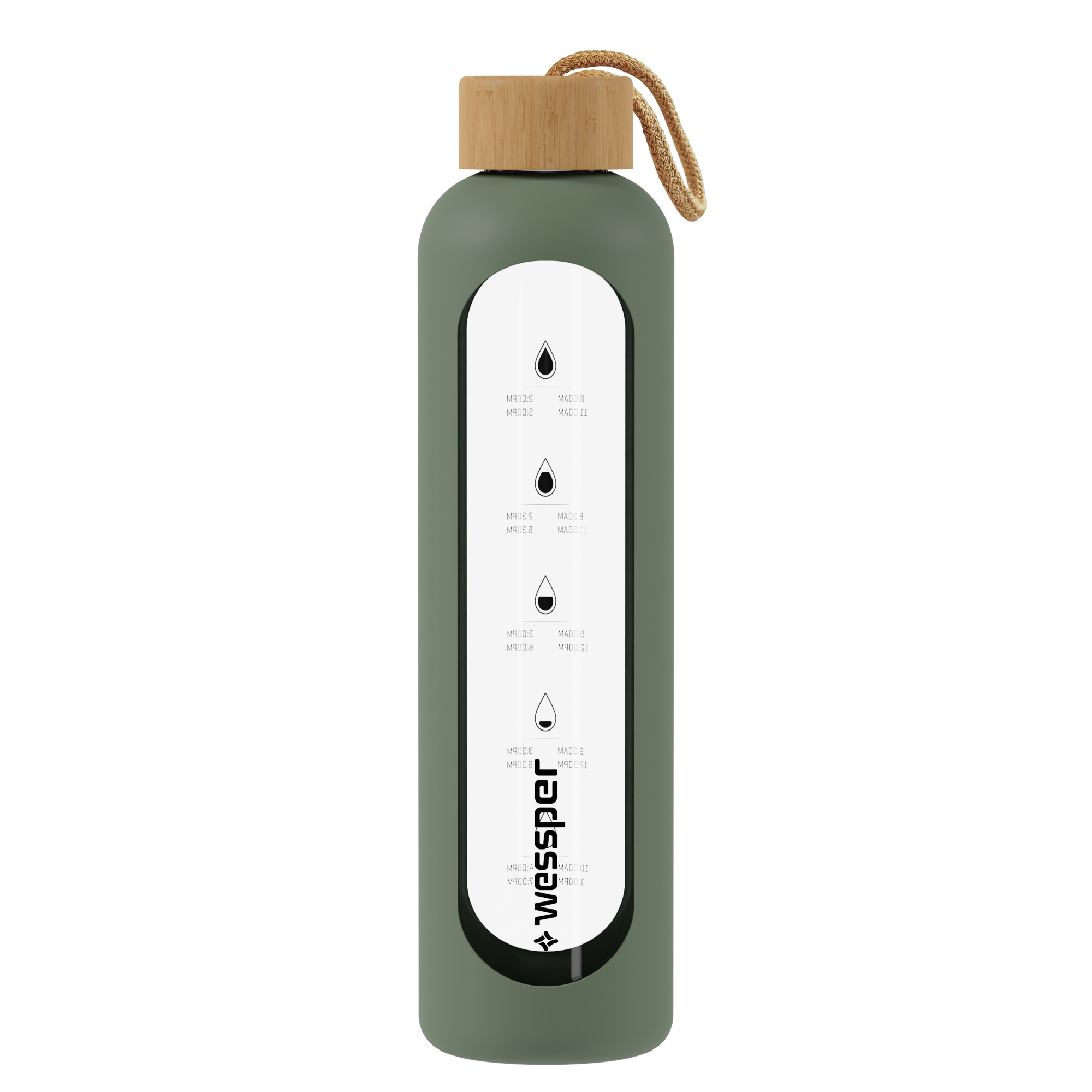 Sticla de apa sport, Wessper B1 Borosilicate, Ø7 x 23 cm, 500ML, verde ...